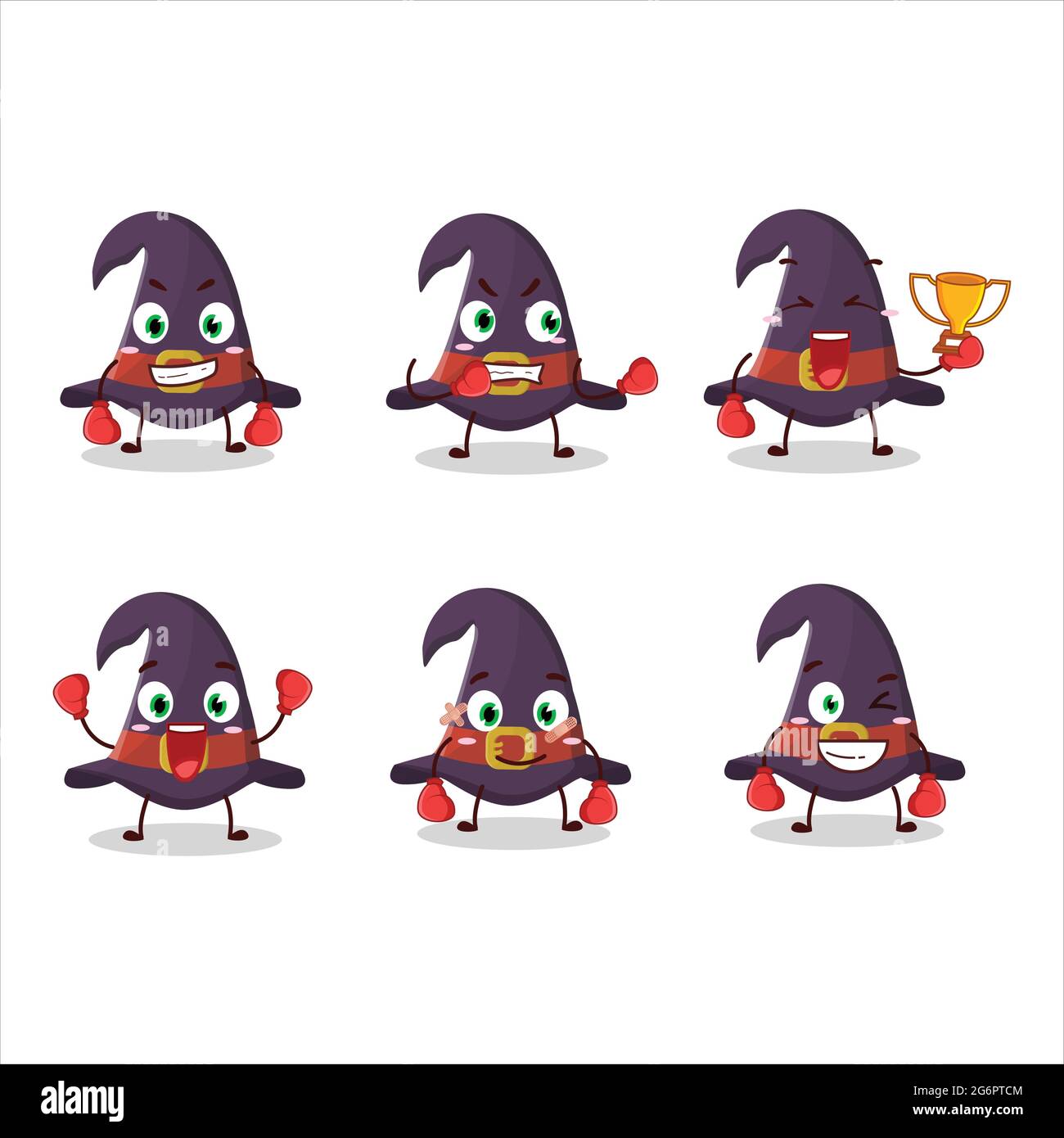 A sporty witch hat boxing athlete cartoon mascot design. Vector ...