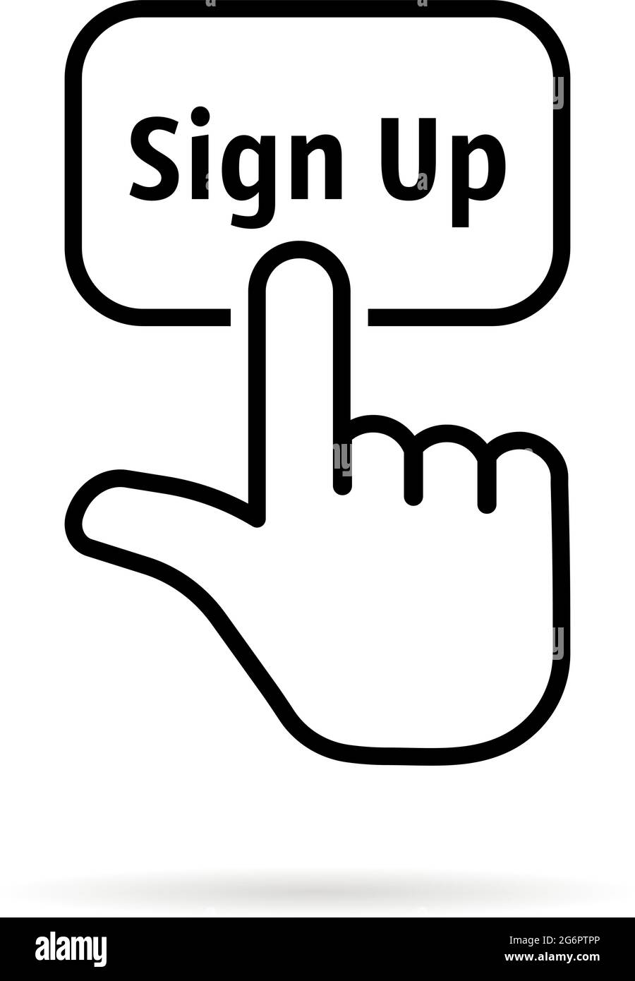 black thin line sign up with hand Stock Vector Image & Art - Alamy