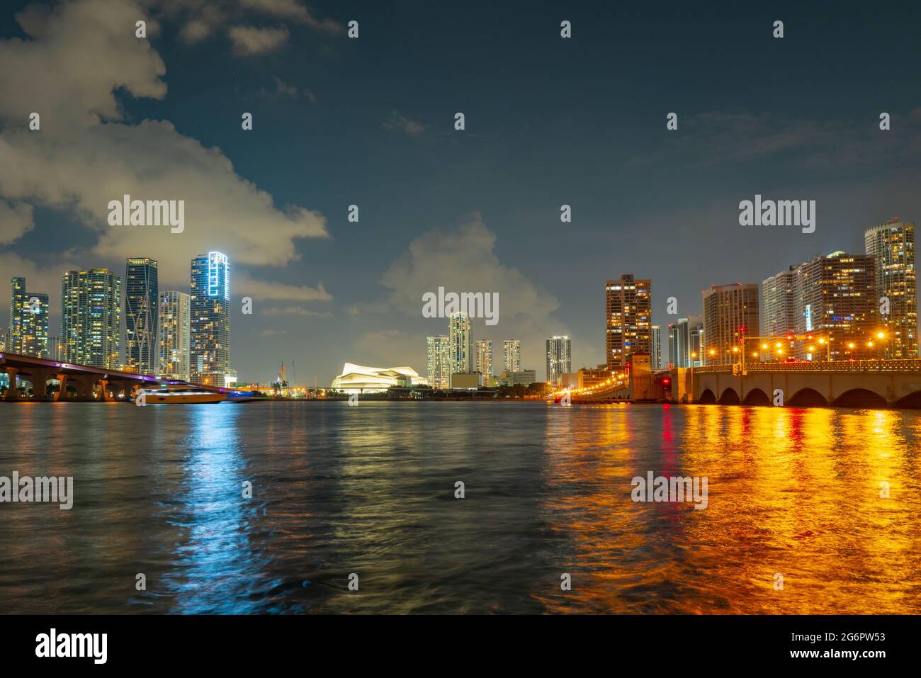 Venetian Causeway, Venetian Islands, Biscayne Bay, Miami, Florida Stock ...