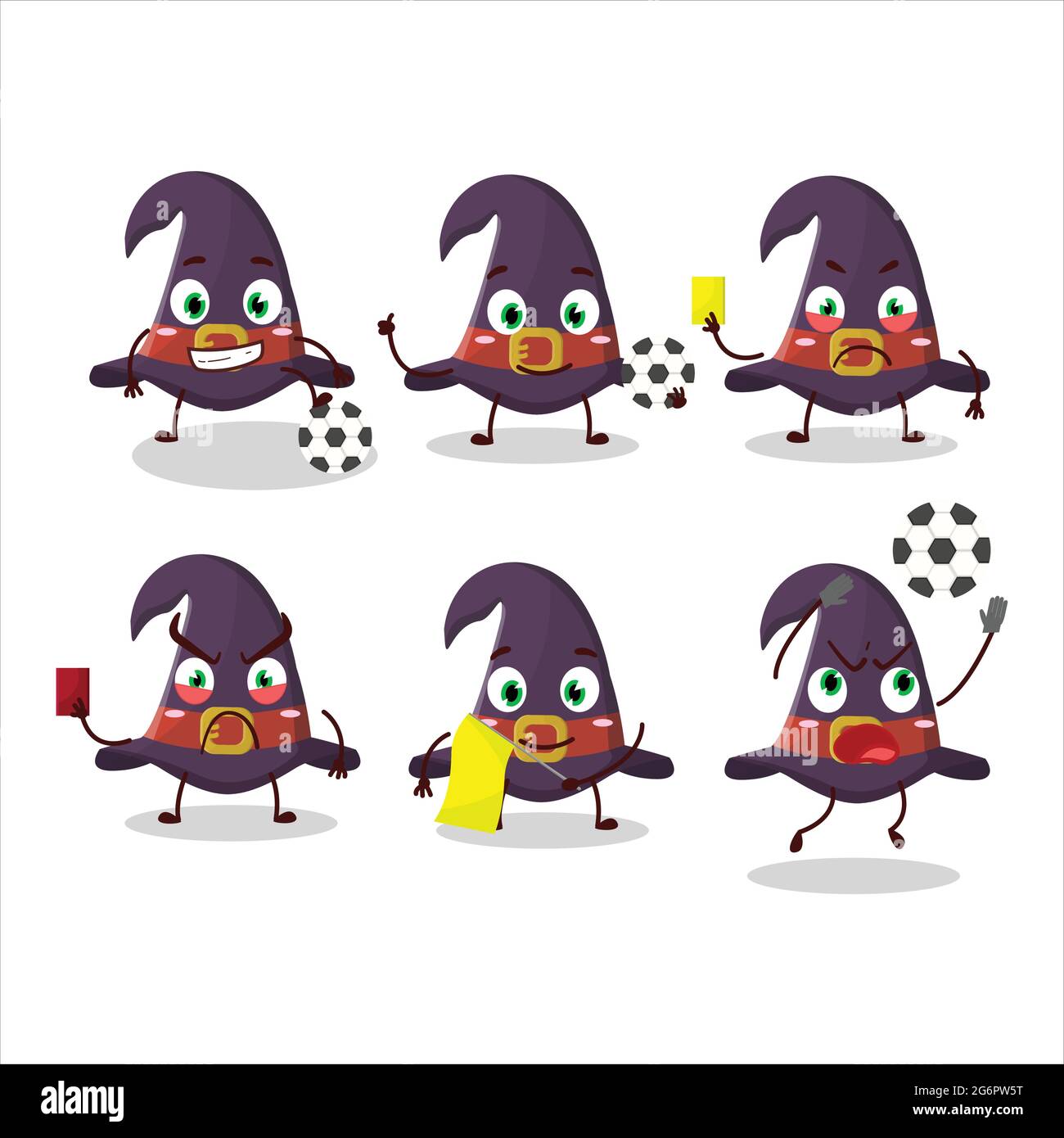 Witch hat cartoon character working as a Football referee. Vector ...