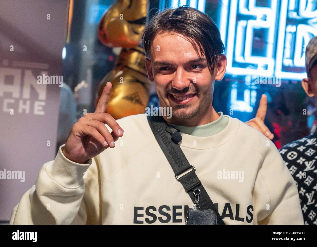 Berlin, Germany. 08th July, 2021. German rapper Capital Bra stands at ...