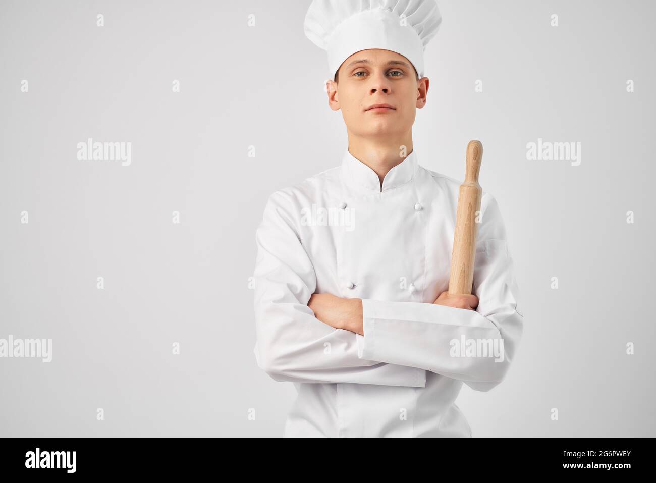 chef with a hat on his head kitchen utensils work in the kitchen Stock ...