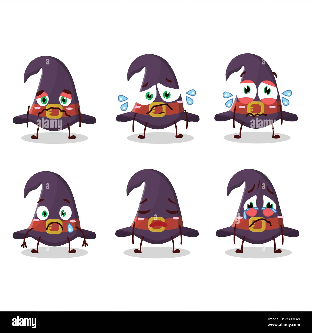 Witch hat cartoon character with sad expression. Vector illustration ...