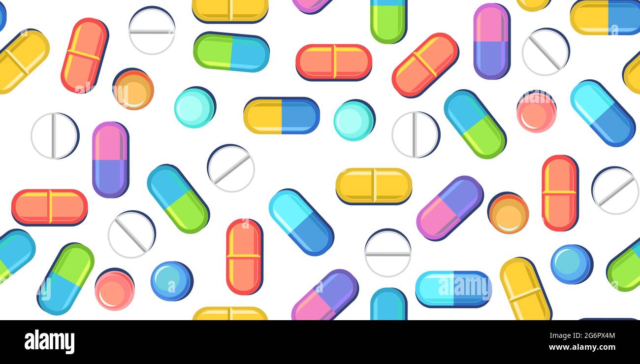Medicines seamless pattern. Illustration with pills. Concurrency ...