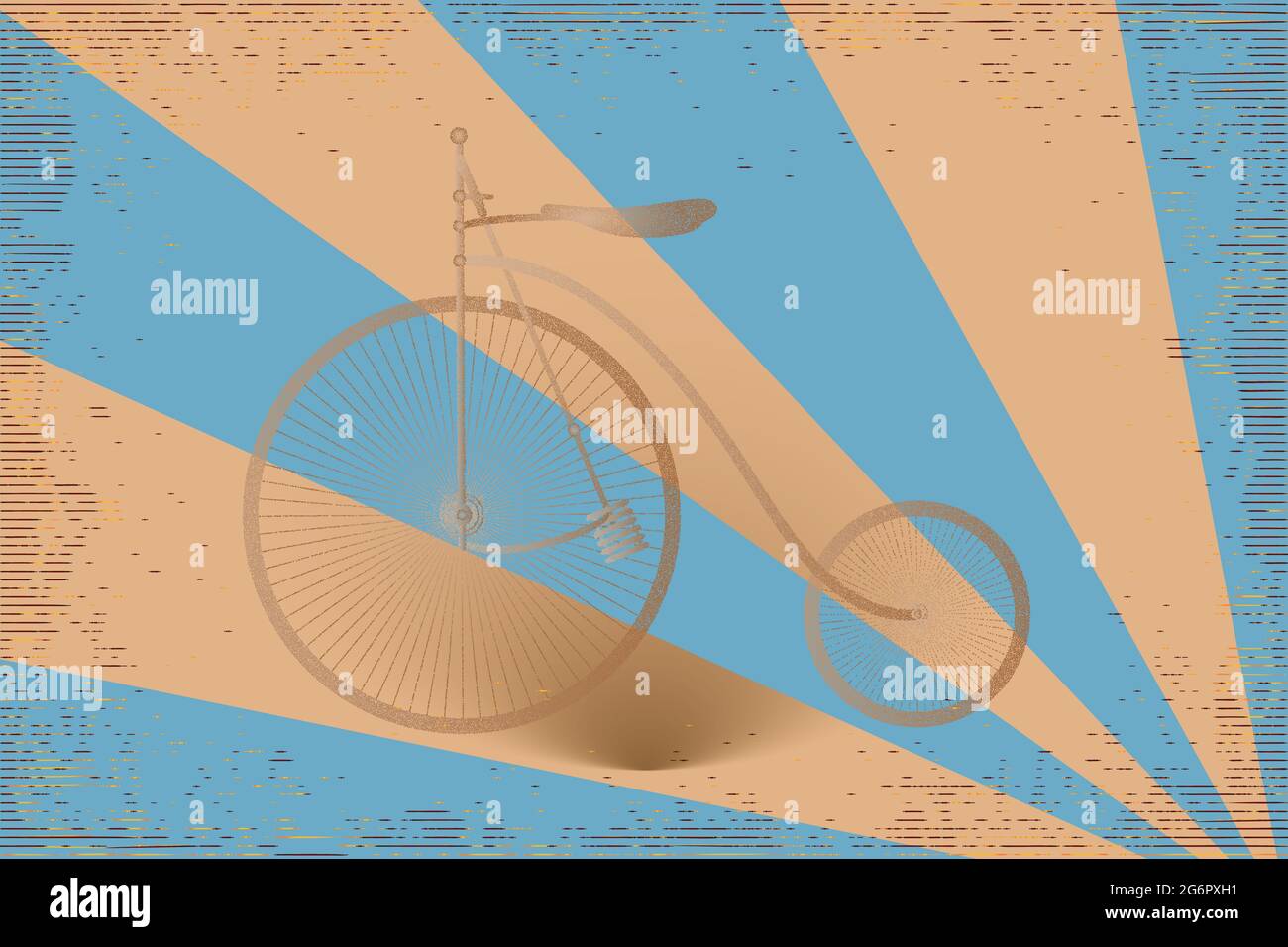 Oldtimer bicycle poster in classic retro design - made of stipple and ...