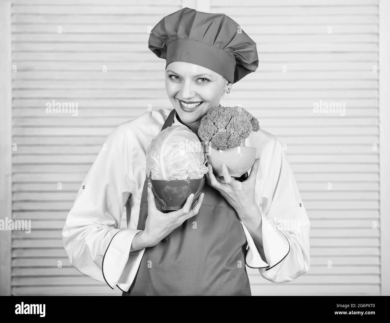 Vegetarian cuisine rich vitamins. happy woman loves healthy food ...