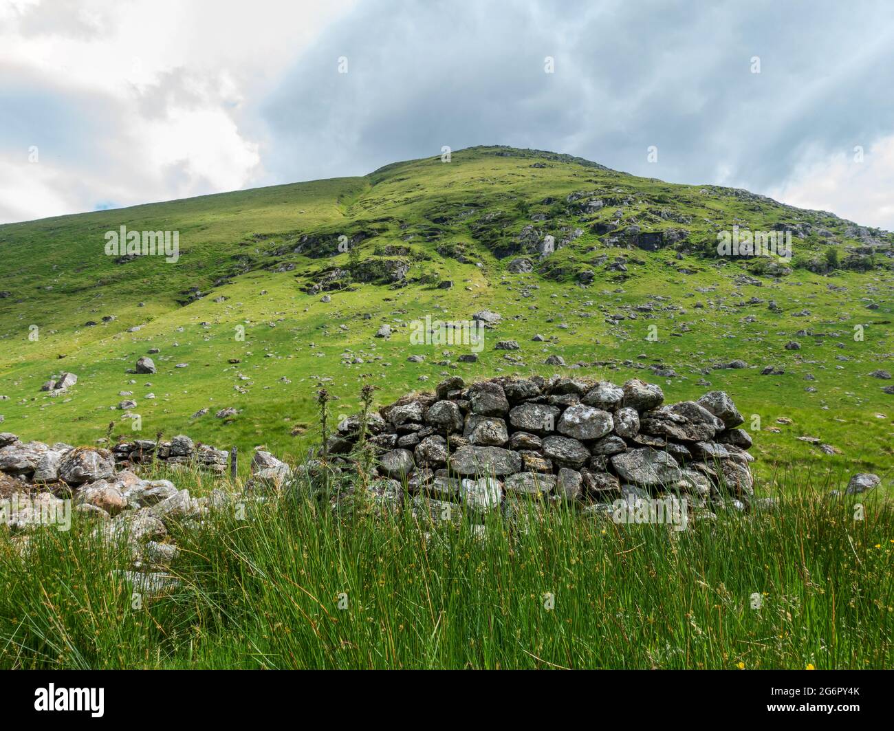 Old ruin of a building at the foot of the Munro mountain of Ben More ...