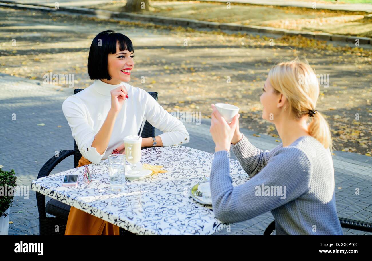 True friendship friendly close relations. Conversation of two women ...