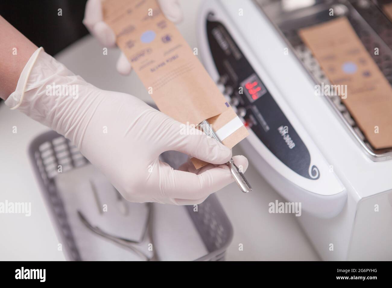 Close up of professional manicurist preparing manicure tools for ...
