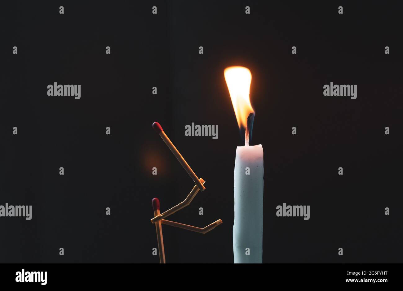 Matchsticks in form of a man lighting a candle, matchstick man lighting ...
