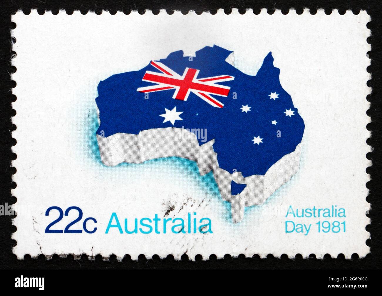 AUSTRALIA - CIRCA 1981: a stamp printed in the Australia shows Flag on ...