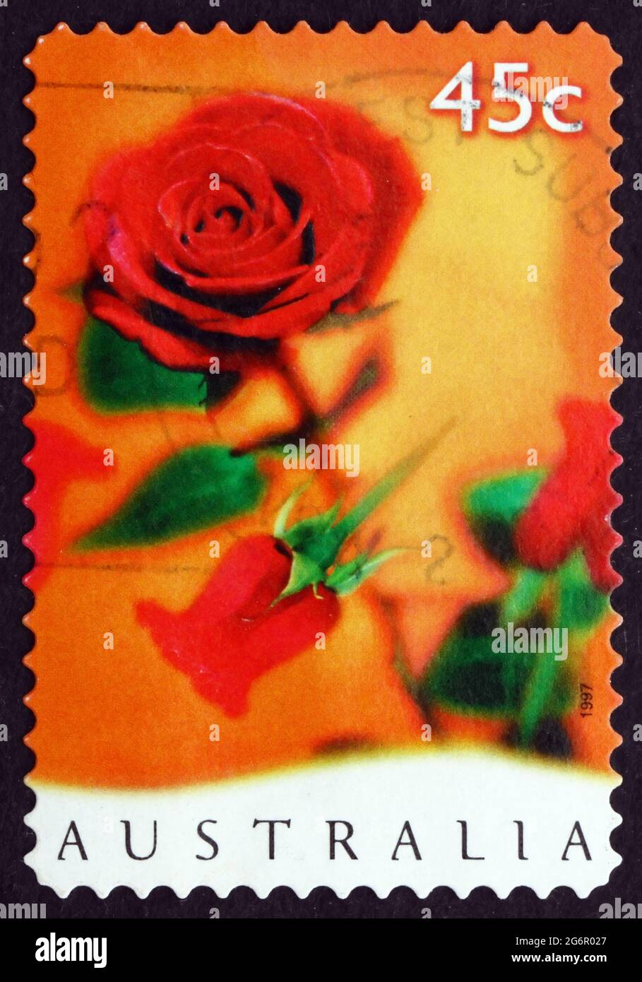 AUSTRALIA - CIRCA 1997: a stamp printed in the Australia shows Rose ...
