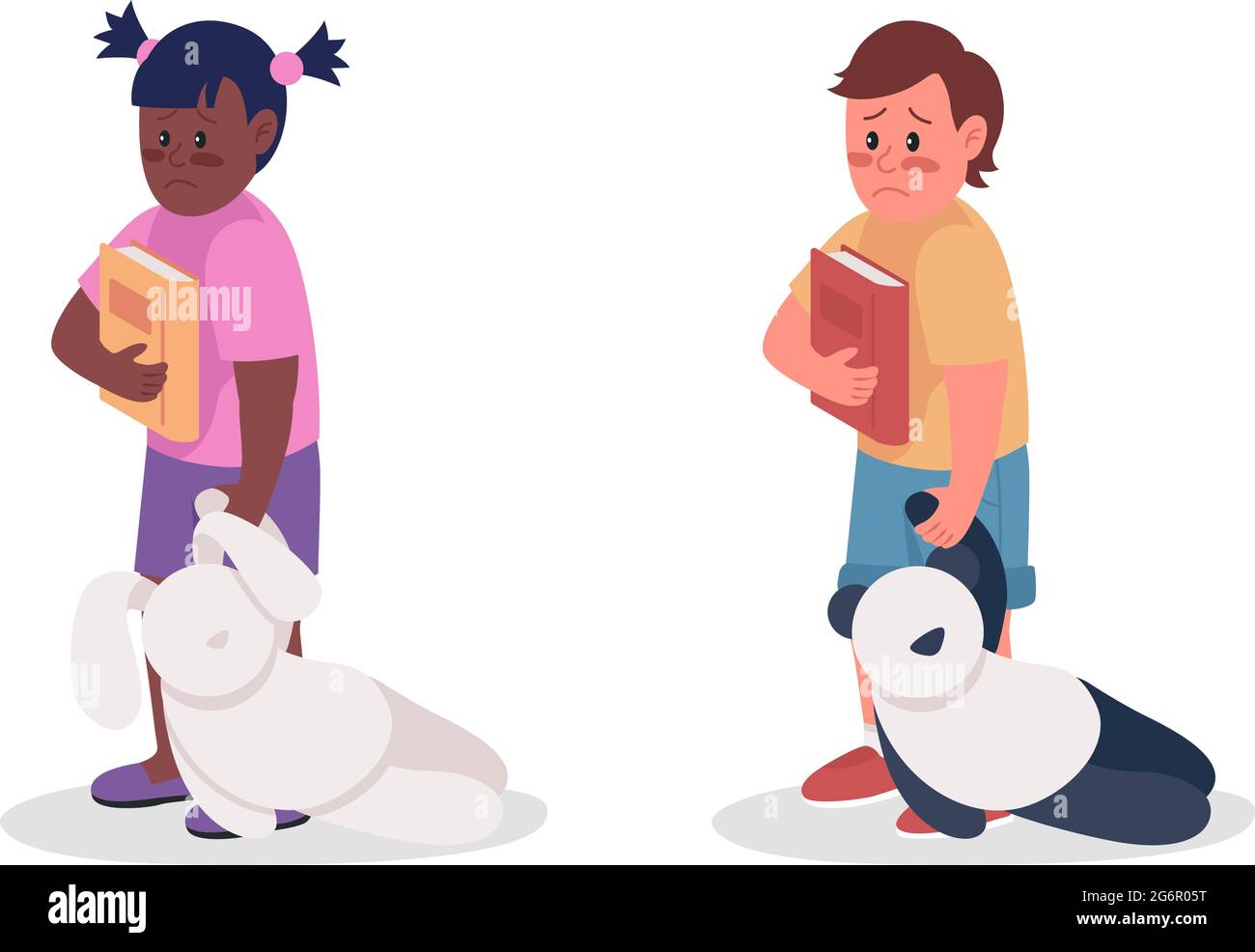 Upset children semi flat color vector character set Stock Vector Image ...