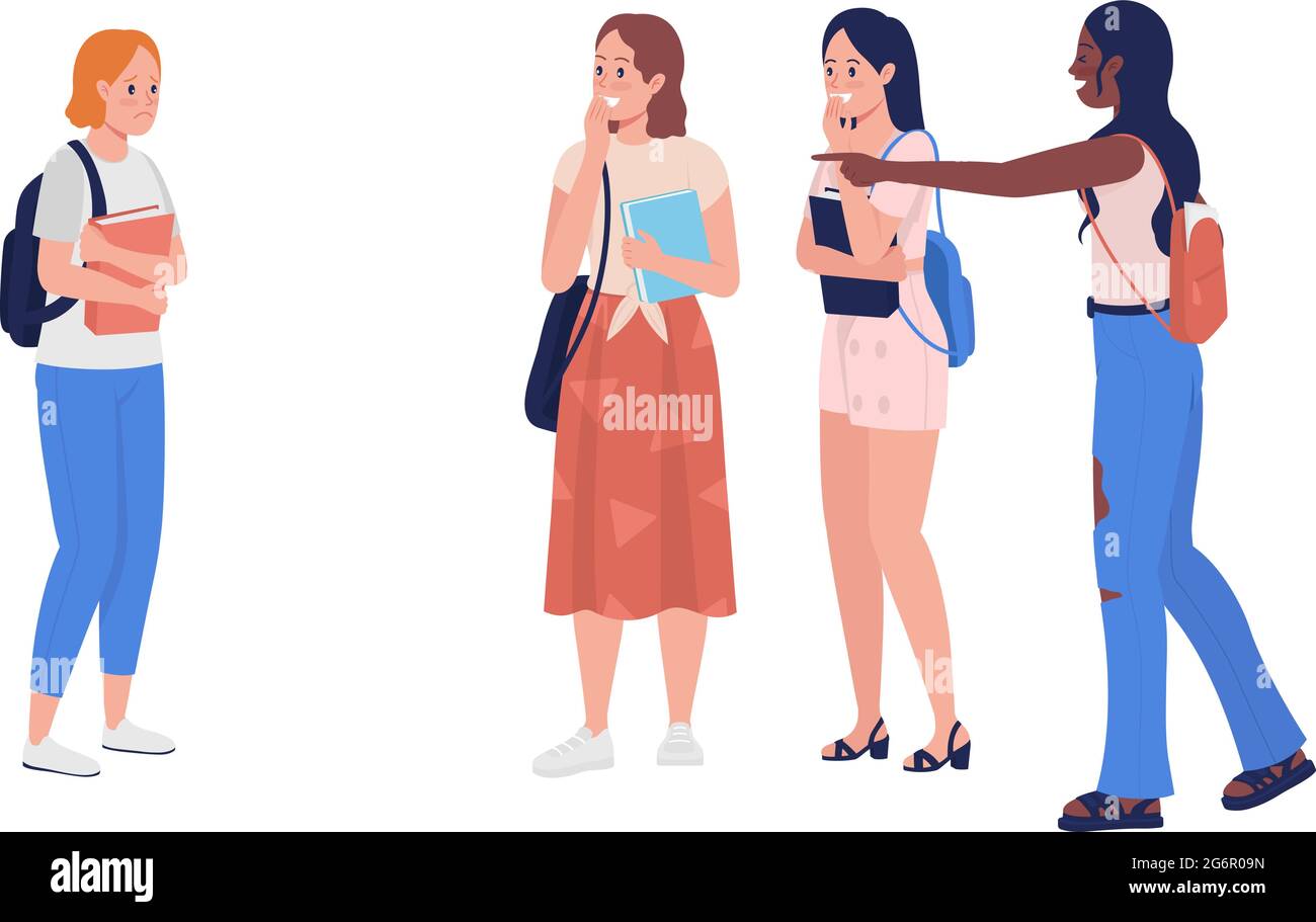Bullying teenage girls semi flat color vector characters Stock Vector ...