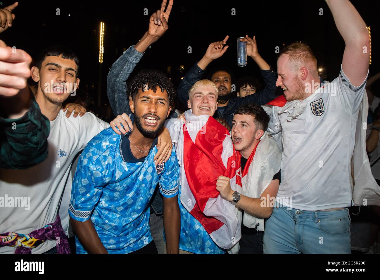 London, UK. 7th July, 2021. England fans excited after a 2 - 1 win at ...