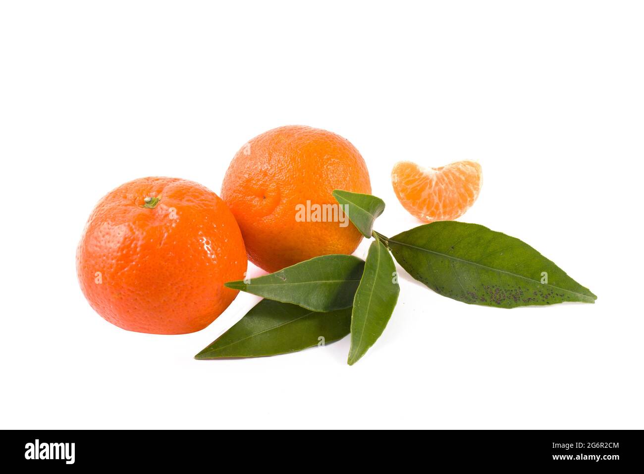 fresh mandarines isolated on white background. Oranges are arranged in ...