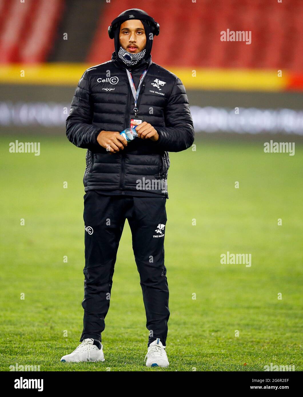 Jaden Hendrikse of the Cell C Sharks during the Castle Lager Lions ...