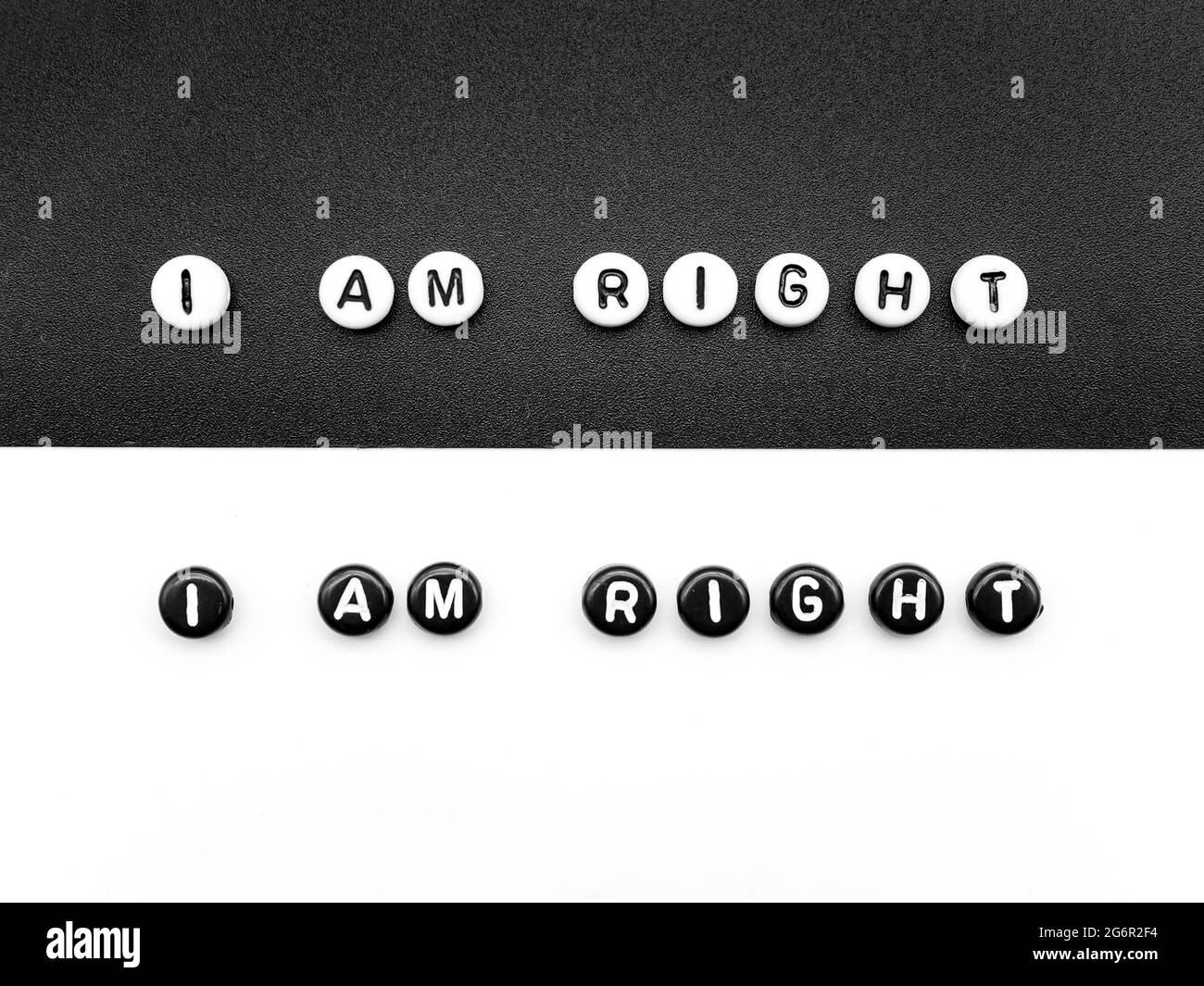 i am right written with black on white and white on black conceptual ...