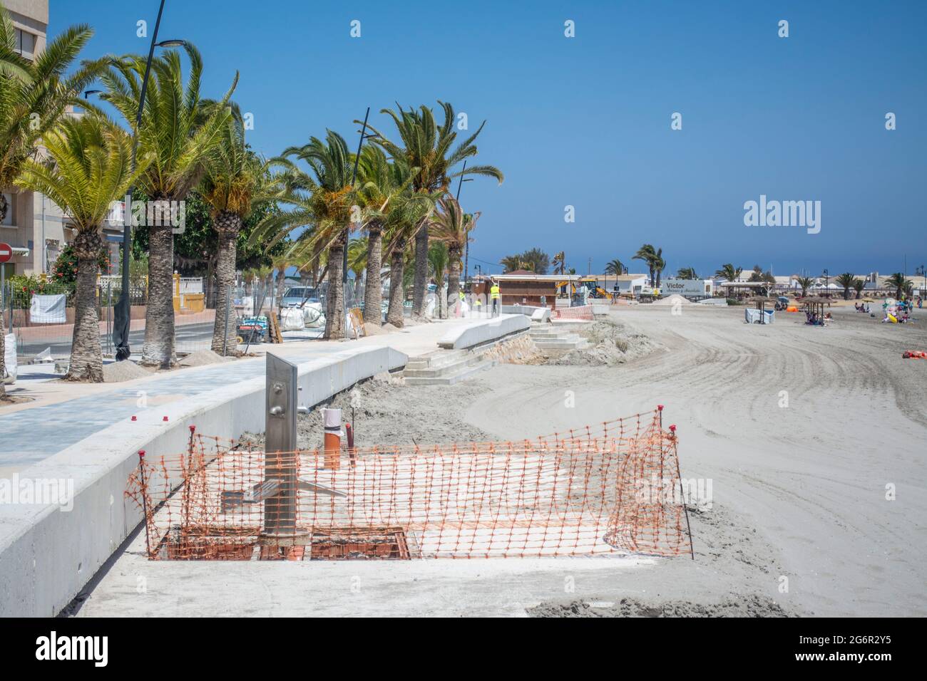 Building works on the new beachfront promenade at Lo Pagan, Murcia ...