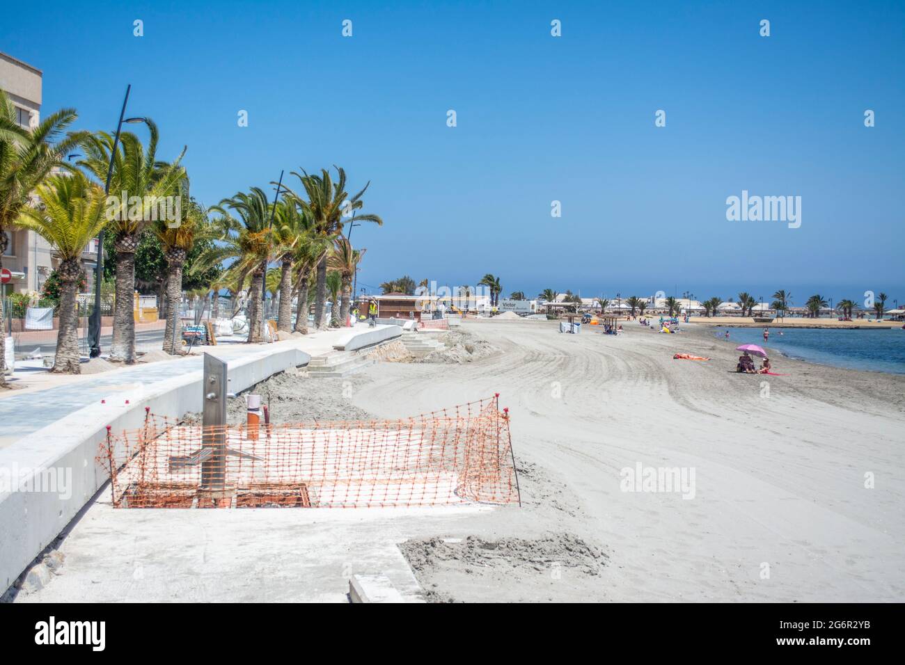 Building works on the new beachfront promenade at Lo Pagan, Murcia ...