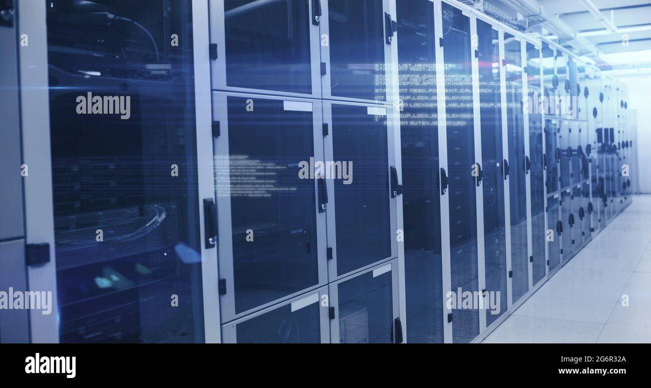 Computer servers in a server room with glowing lights Stock Photo - Alamy