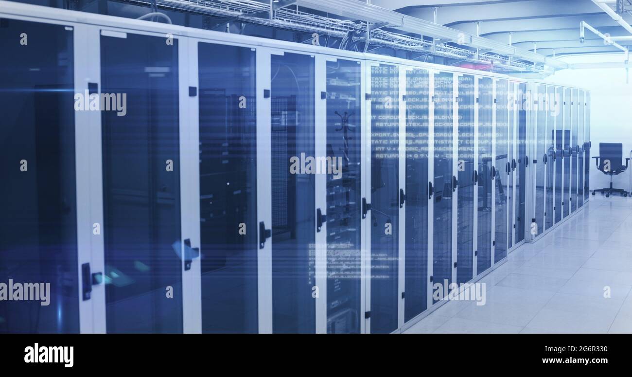 Computer servers in a server room with glowing lights Stock Photo - Alamy