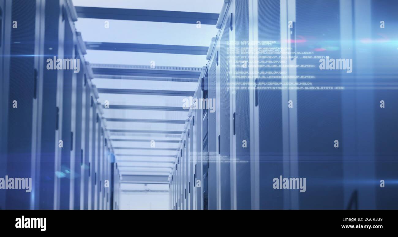 Computer servers in a server room with glowing lights Stock Photo - Alamy