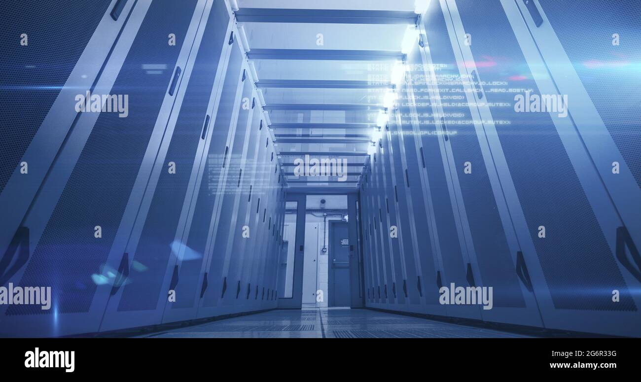 Computer servers in a server room with glowing lights Stock Photo - Alamy
