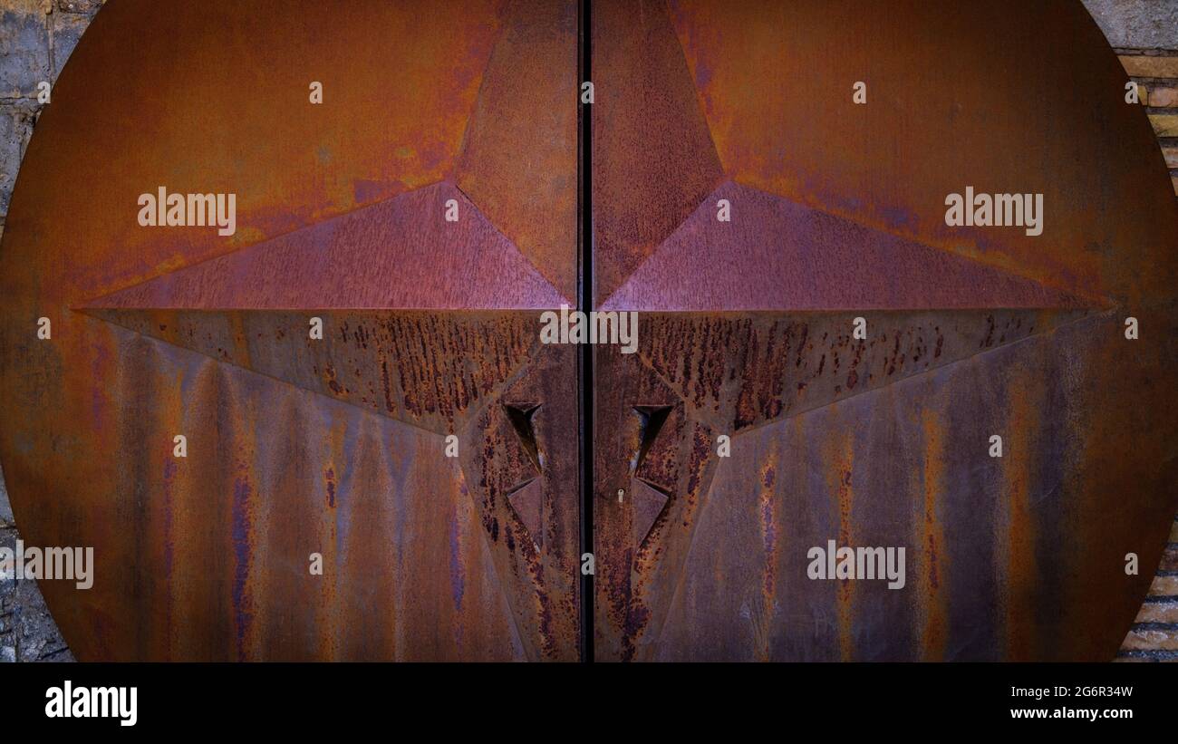 The rusted main gate of NATO fallout shelter inside Monte Soratte ...