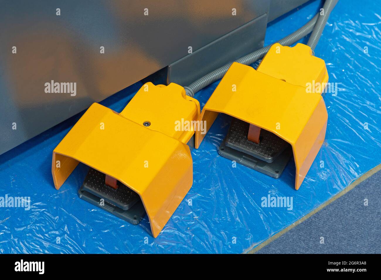 Two Foot Pedals With Cover Protection Machine Control Stock Photo - Alamy