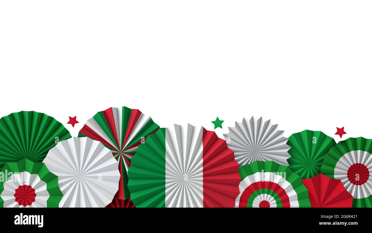 Italy flag paper fan background. Italian holiday celebration banner. 3D ...