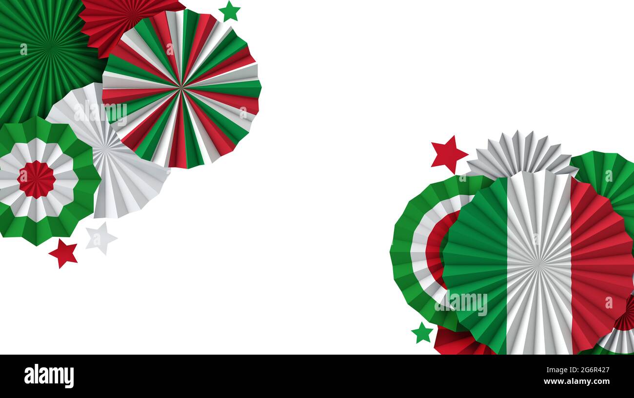 Italy flag paper fan background. Italian holiday celebration banner. 3D ...