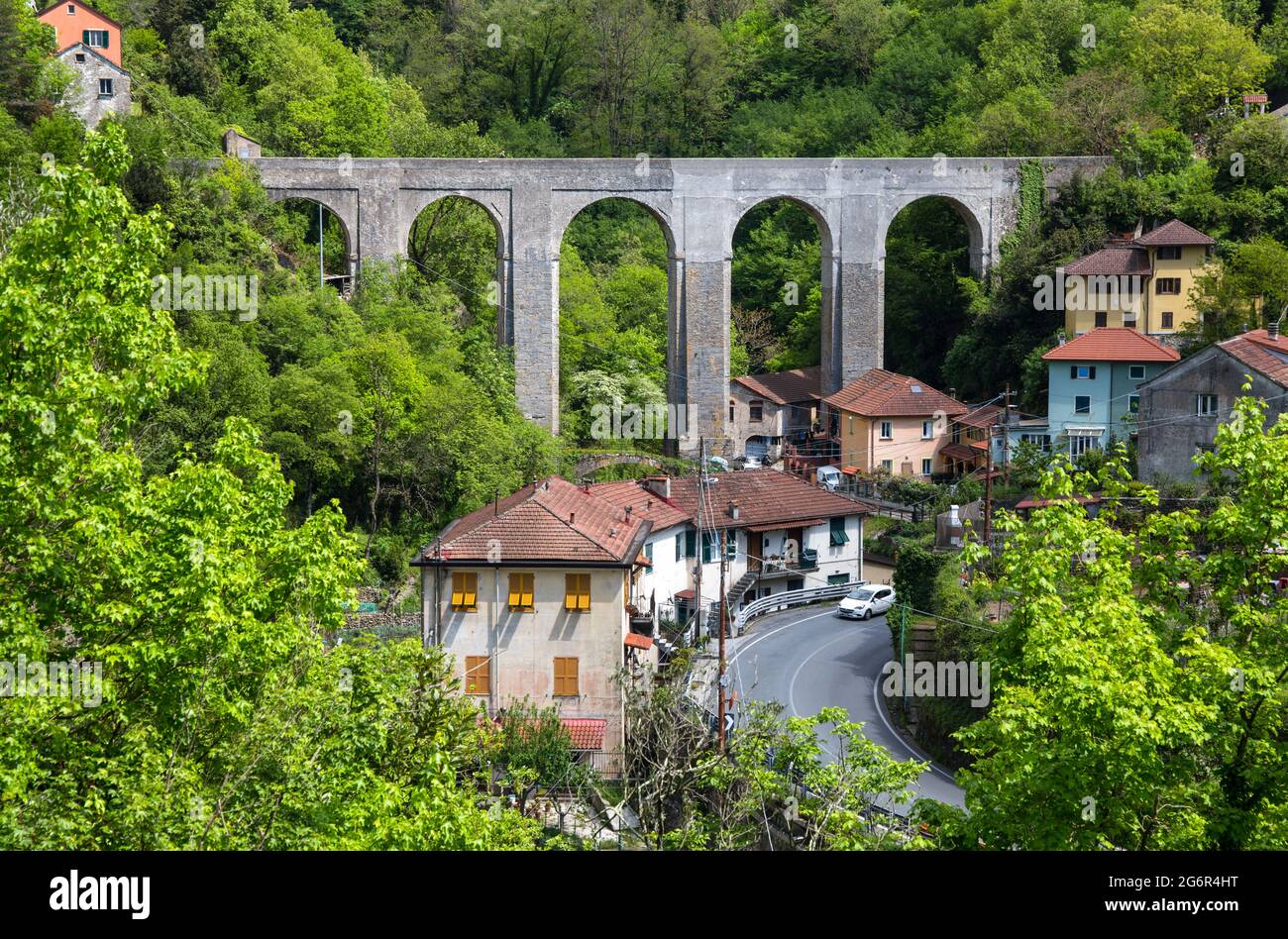 Ponte Canale (Canale bridge) on the historical aqueduct of Genoa, Italy ...