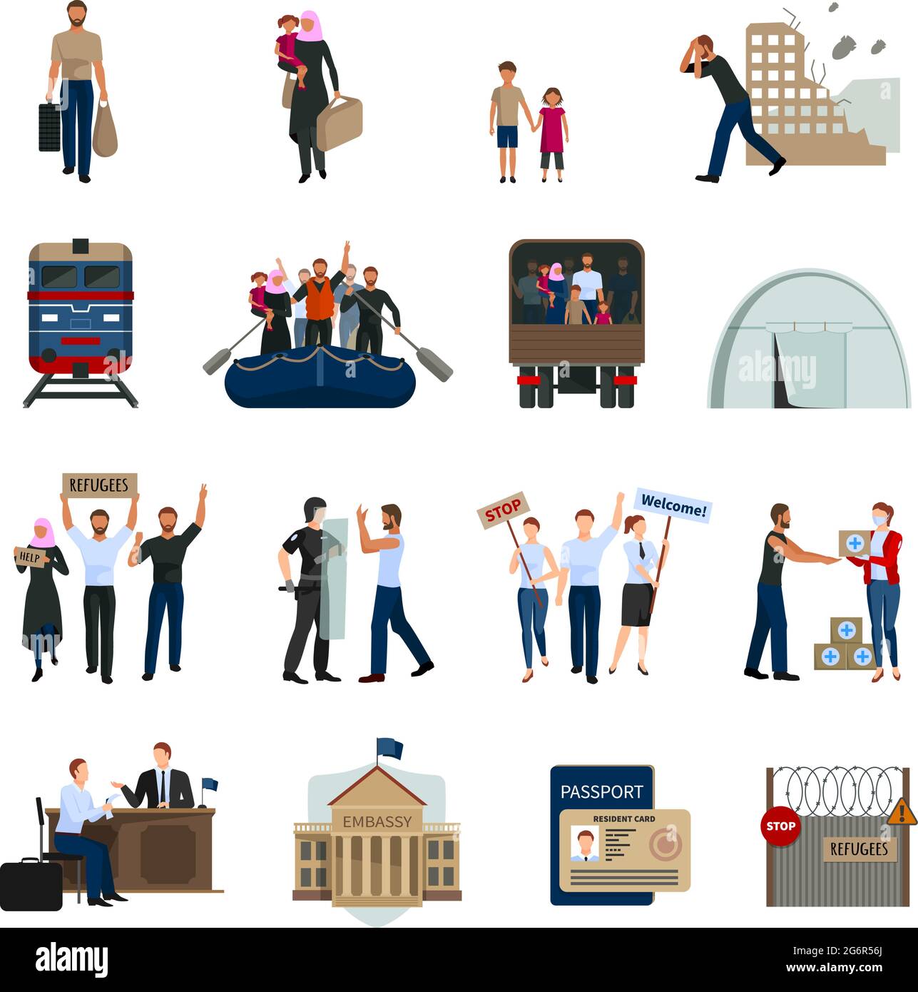 Immigrants And Refugees Welcome Stock Vector Images - Alamy