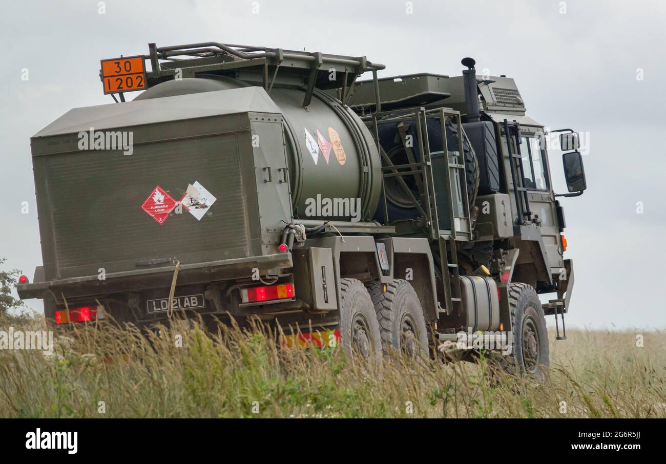 British army MAN HX58 6x6 unit support tanker on a military exercise ...