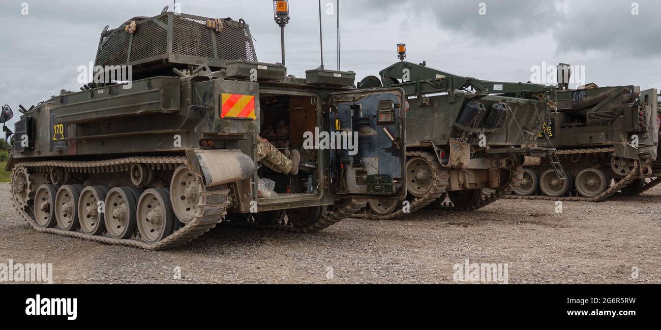 British army FV432 Bulldog armored personnel carrier on exercise on ...