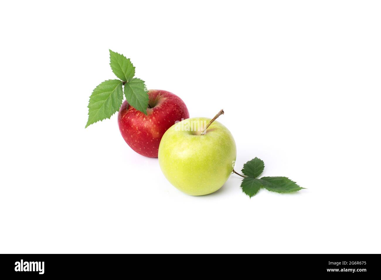 Red and green apple on a white background. Green and red apples juicy ...