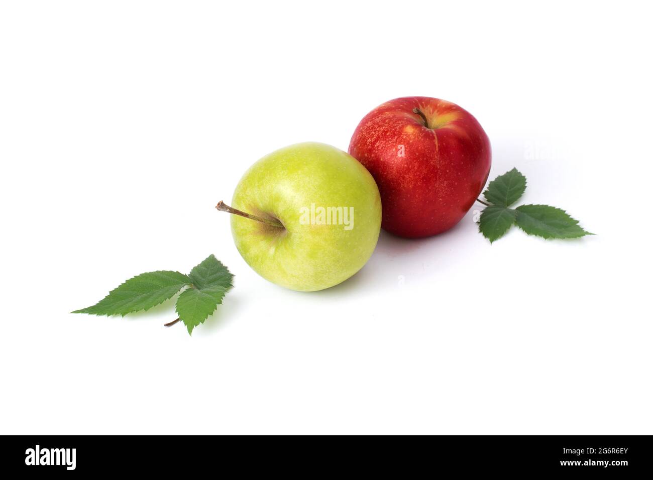Red and green apple on a white background. Green and red apples juicy ...