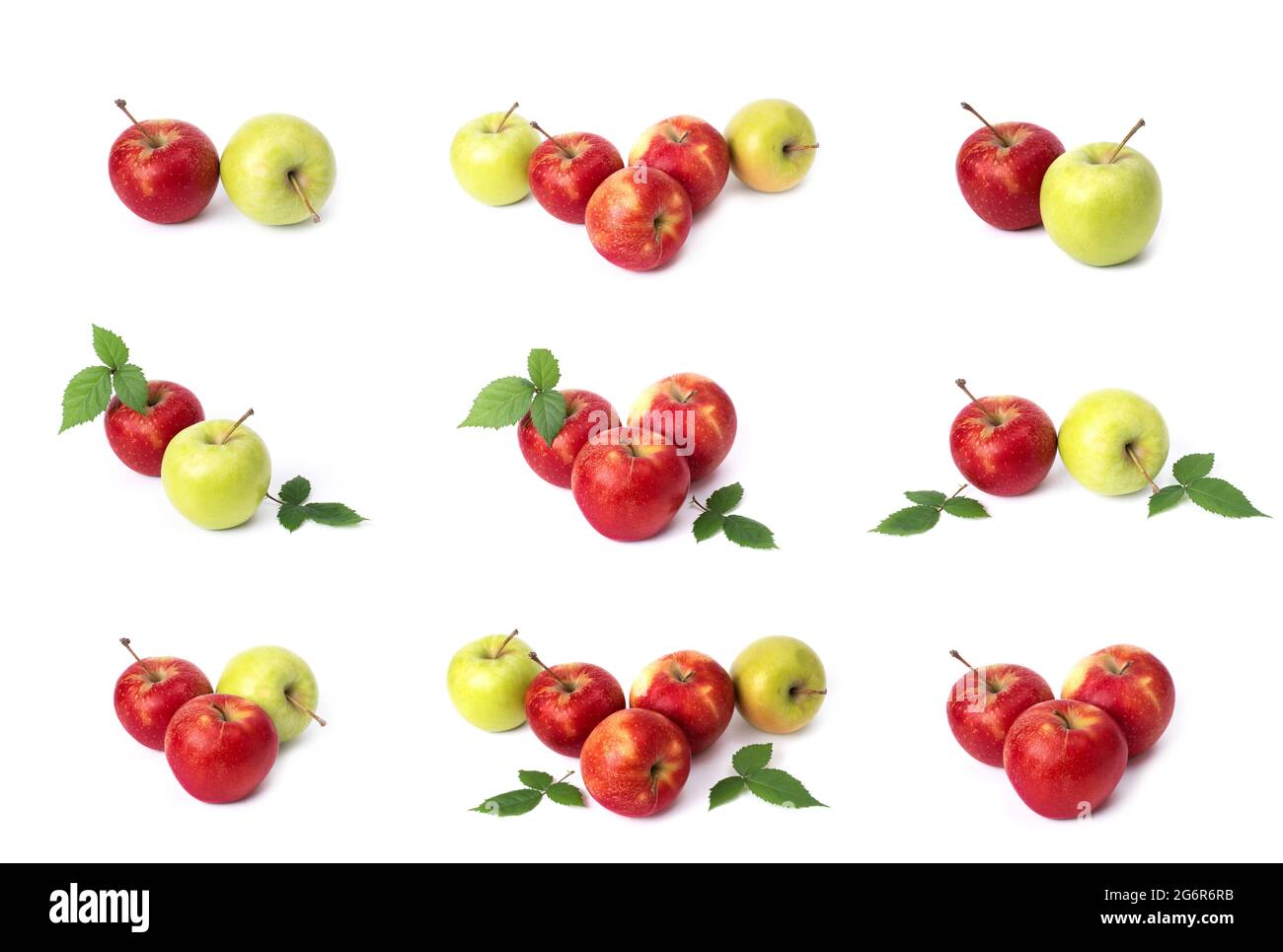 Set of red apples on a white background. Juicy apples of red color with ...