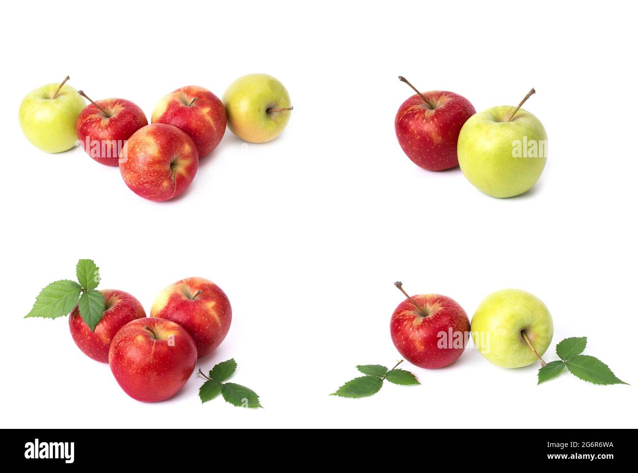 Set of red apples on a white background. Juicy apples of red color with ...
