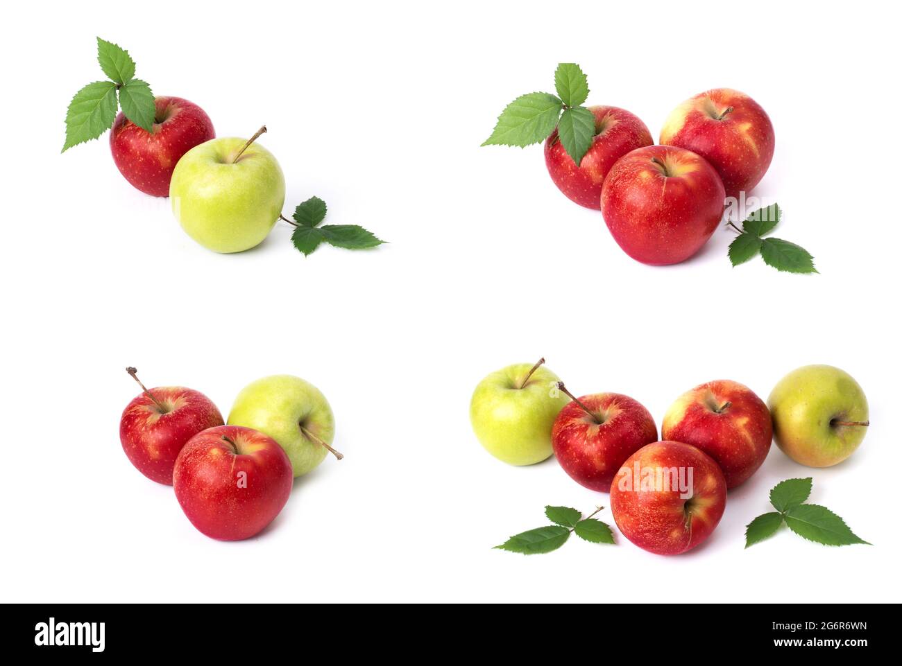 Set of red apples on a white background. Juicy apples of red color with ...