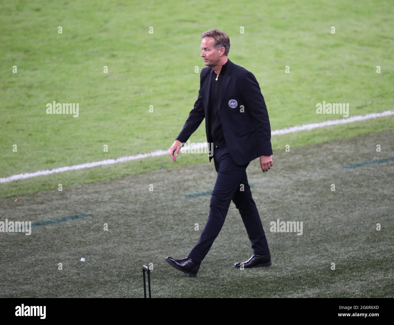 London, UK. 07th July, 2021. Kasper Hjulmand (Denmark coach) at the ...