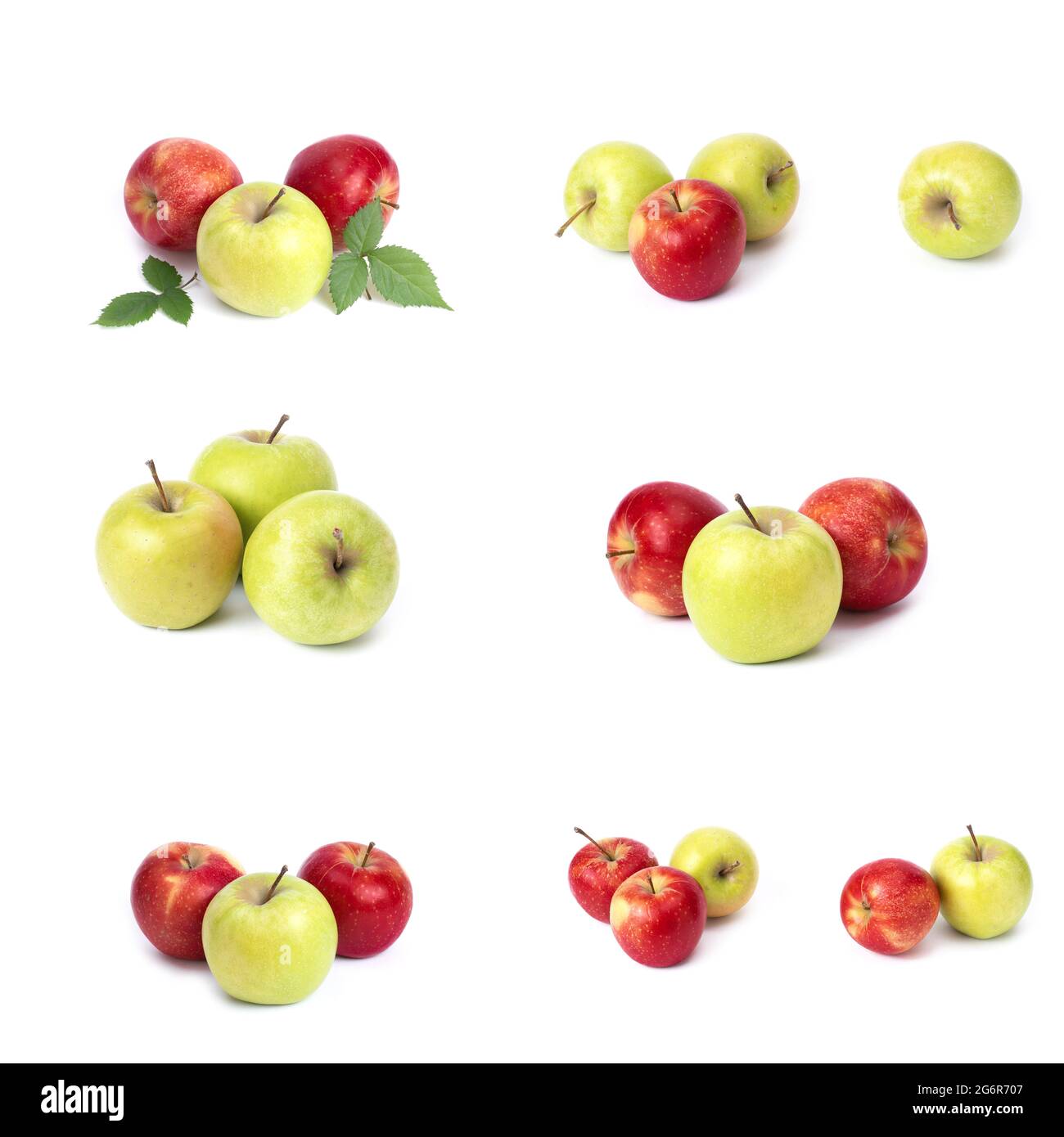Set of red apples on a white background. Juicy apples of red color with ...