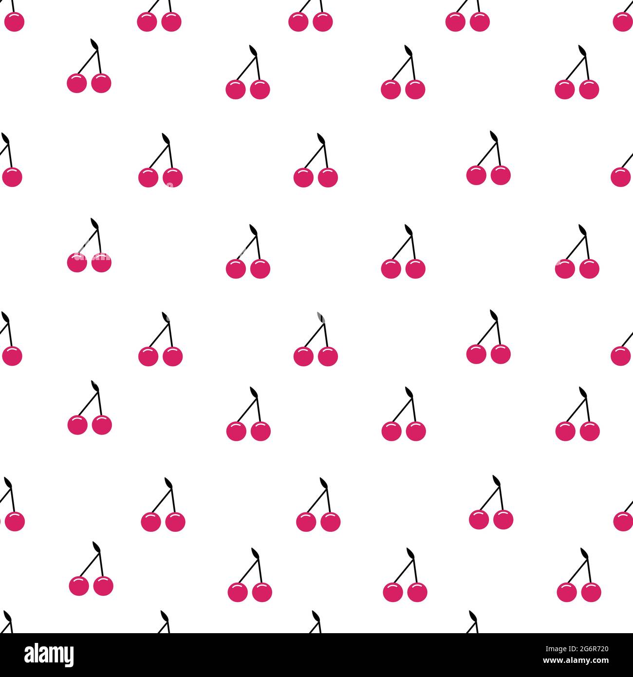 Seamless pattern, realistic red cherry on a white background - Vector ...