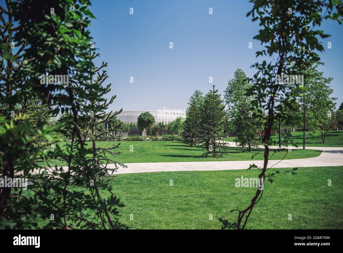 City Park Krasnodar or Galitsky Park. Landscape with green grass ...