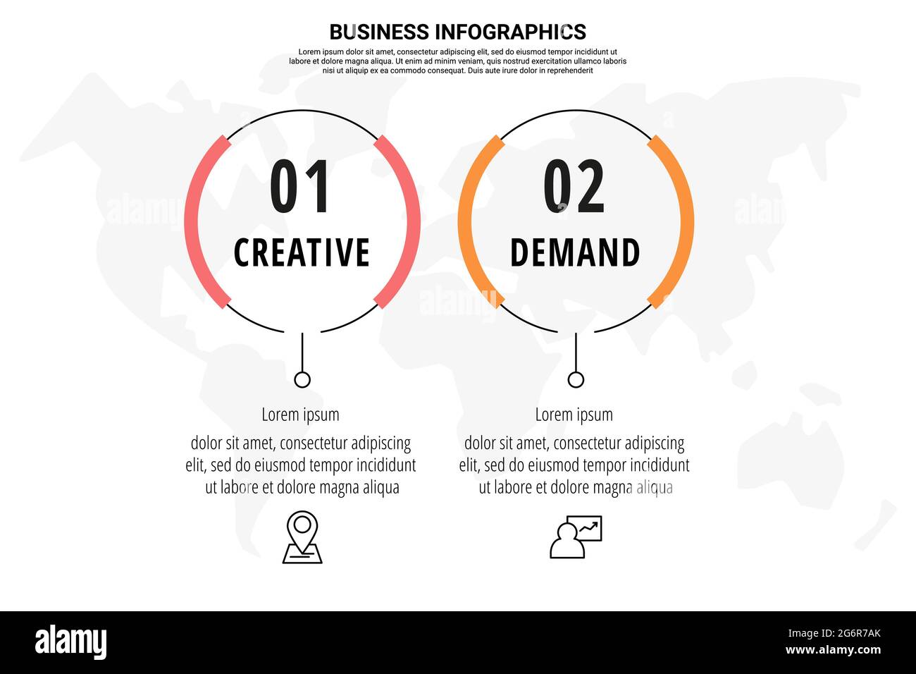 Business vector infographics with two line circles. Timeline ...