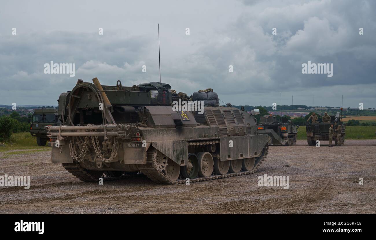 close up of a British Army Challenger Armored Repair and Recovery ...