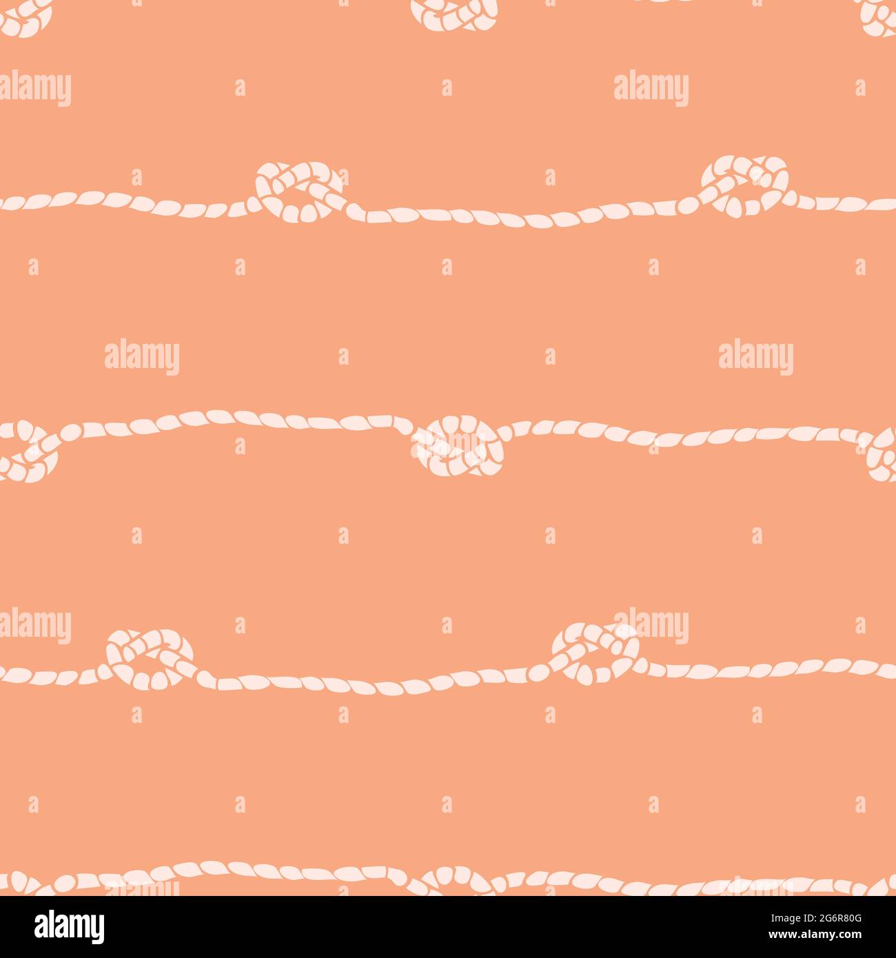 Seamless vector pattern with rope knot on peach background. Simple ...