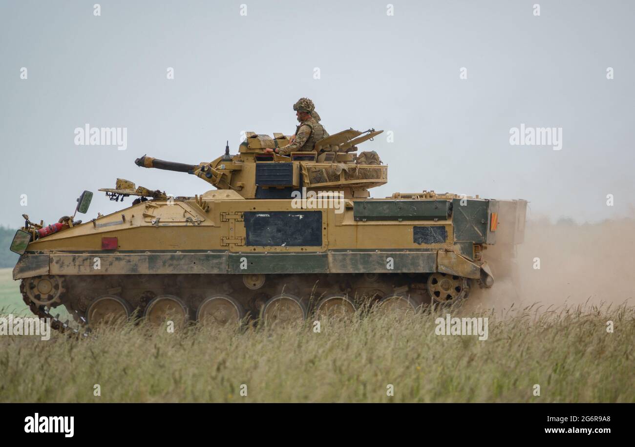 british army FV510 Warrior light infantry fighting vehicle on maneuvers ...