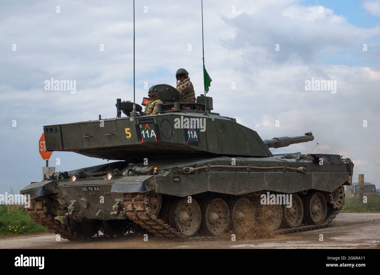 British Army military Challenger 2 Main Battle Tank on maneuvers in a ...